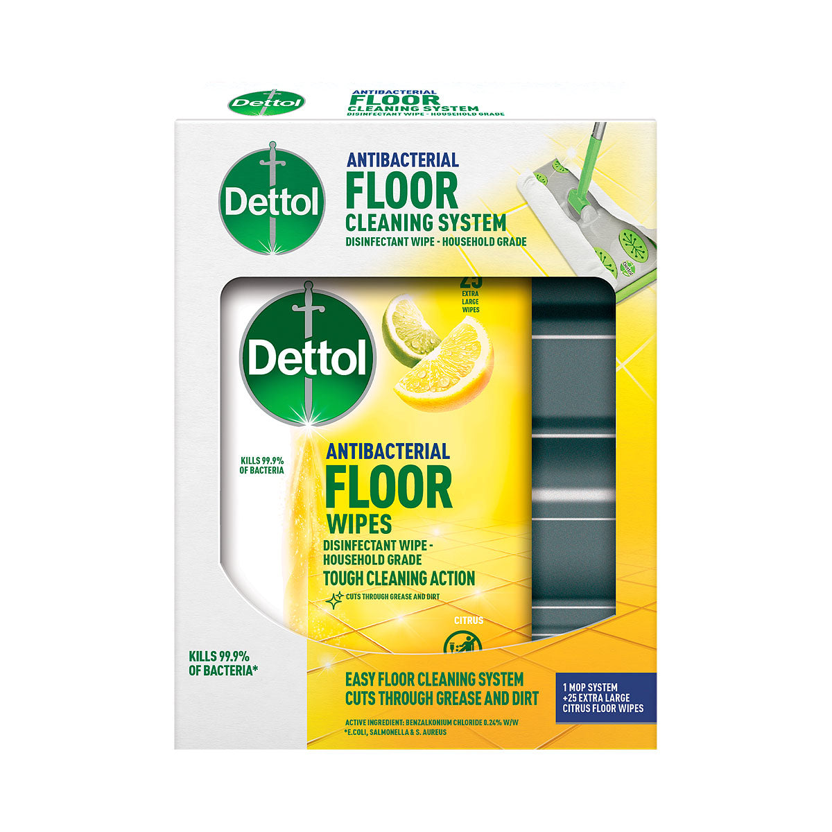 Dettol Antibacterial Floor Cleaning System Mop + Wipe – The Reject Shop