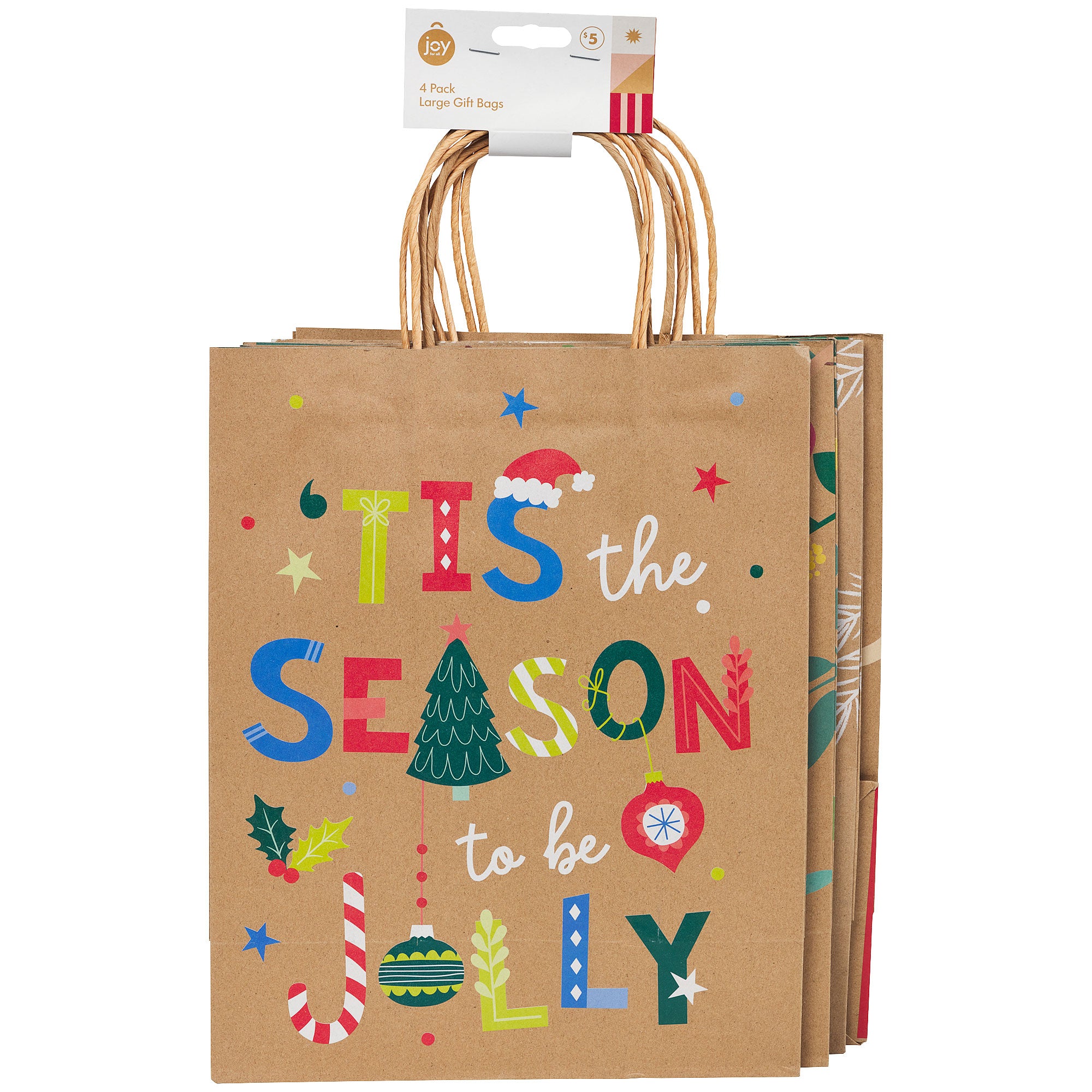 Kraft Gift Bag Large 4pk Assorted – The Reject Shop