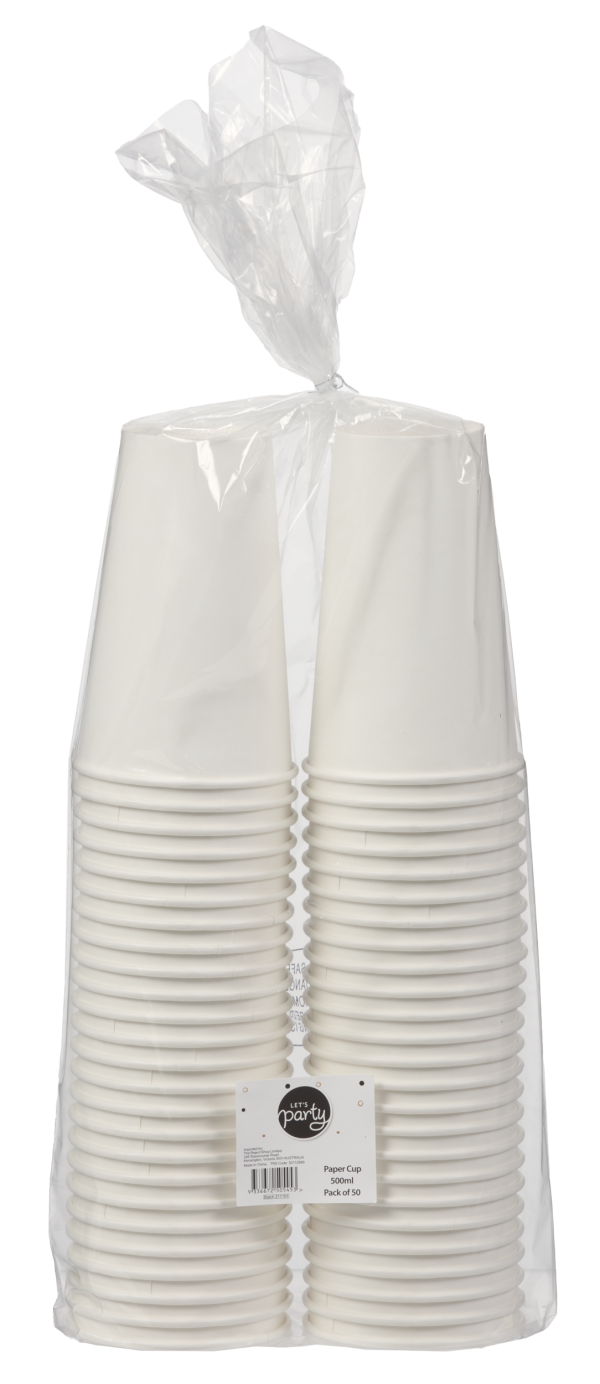 Let's Party Paper Cup 500ml White 50pk – The Reject Shop