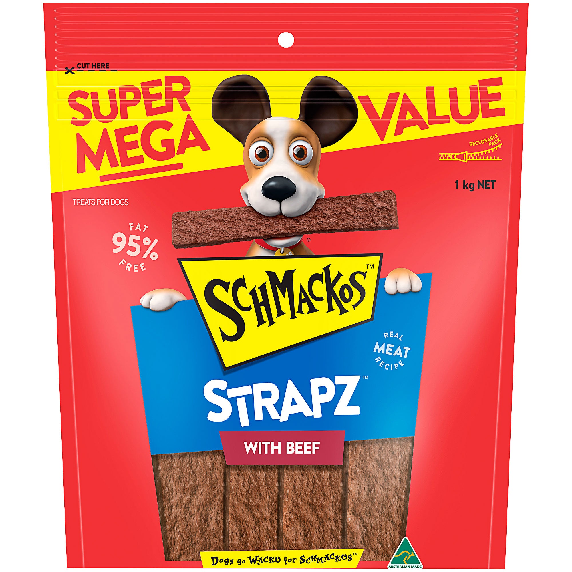 Schmackos Beef Strapz 1kg – The Reject Shop
