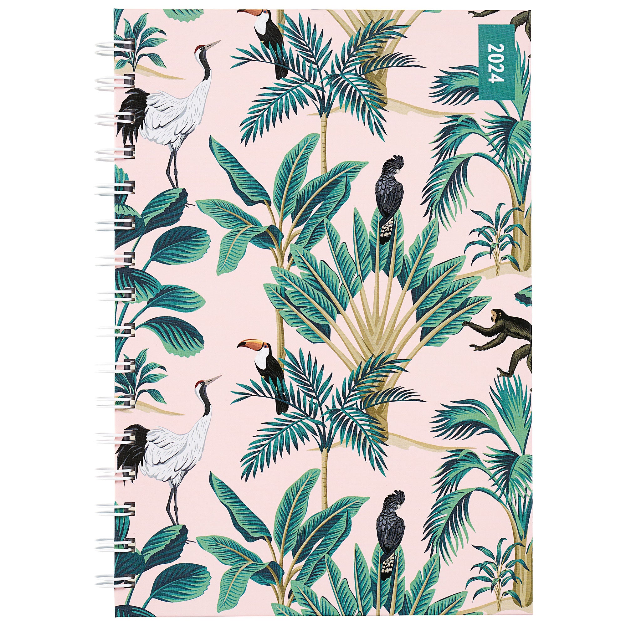 2024 A5 Wiro Bound Diary Pink Jungle – The Reject Shop