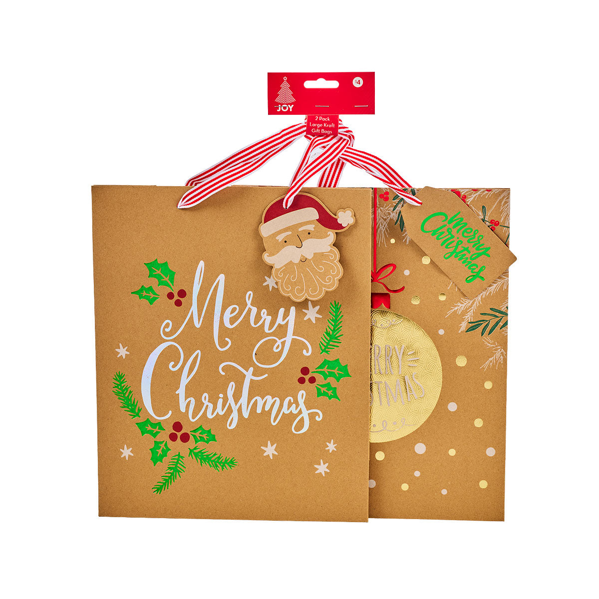Christmas Gift Bag Kraft Foil Large 2pk – The Reject Shop