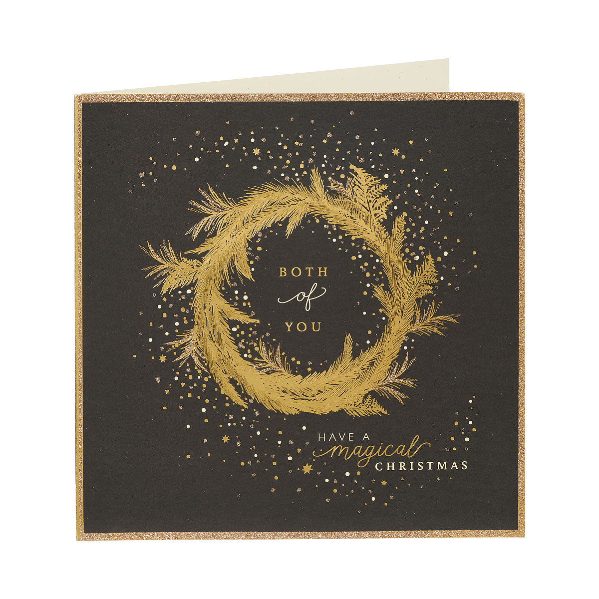 Christmas Card To Both Laser Gold Wreath On Black – The Reject Shop
