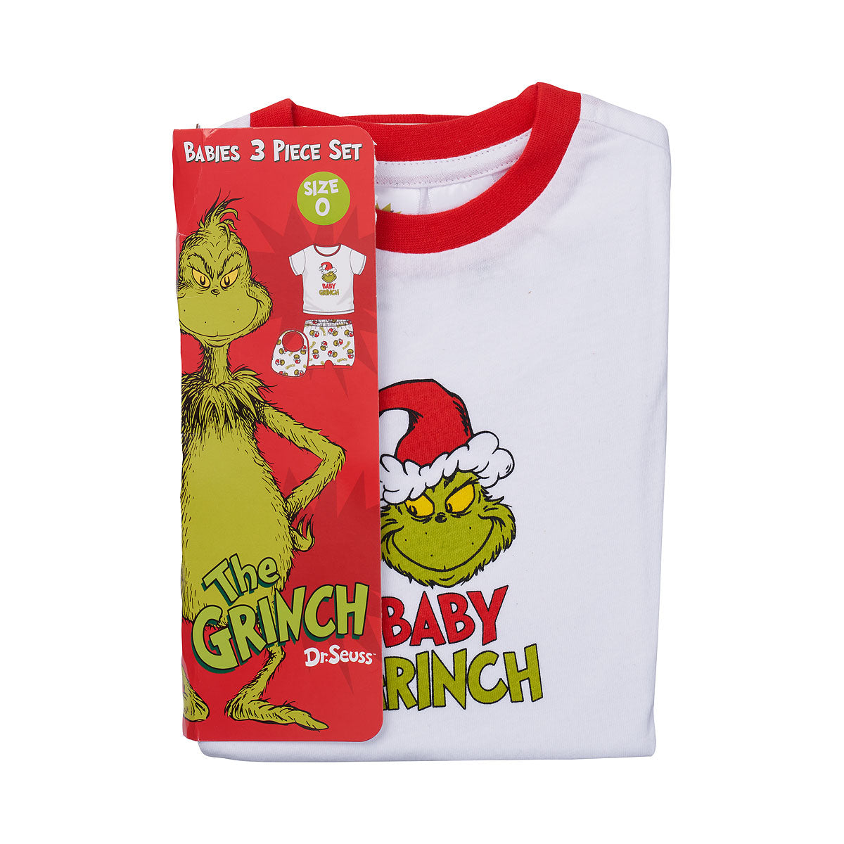 Baby Grinch Tee Short & Bib 3pk Assorted – The Reject Shop